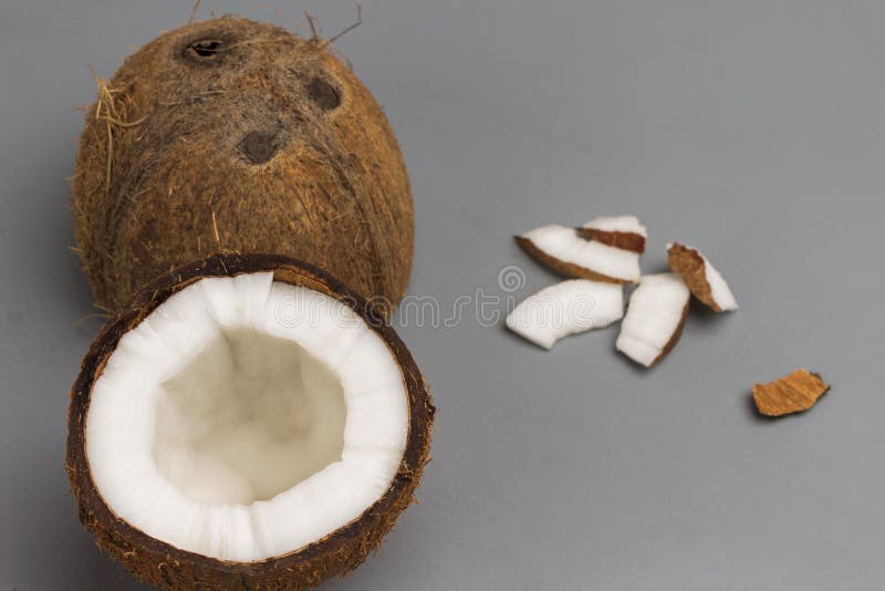 Halves of Fresh Coconut and Coconut Shell Stock Image - Image of ...