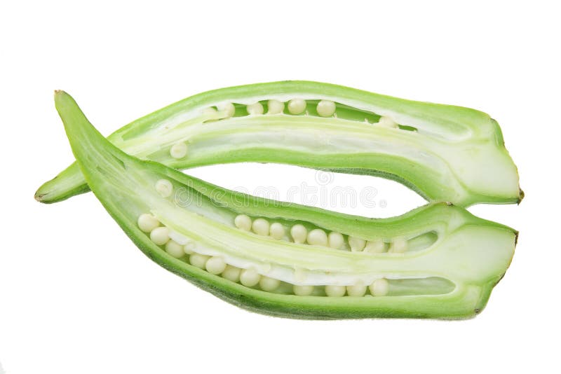 Halves of Lady s Fingers stock photo. Image of esculentus - 21081976