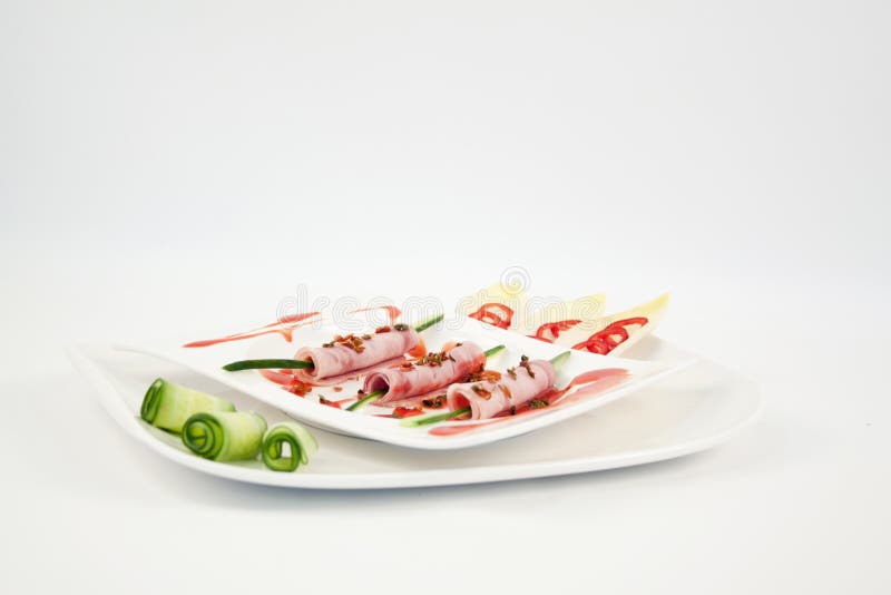 Ham Appetizer stock image. Image of table, white, cumber - 19226837