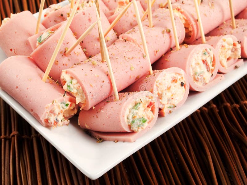 Ham appetizers stock photo. Image of high, closeup, food - 48940894