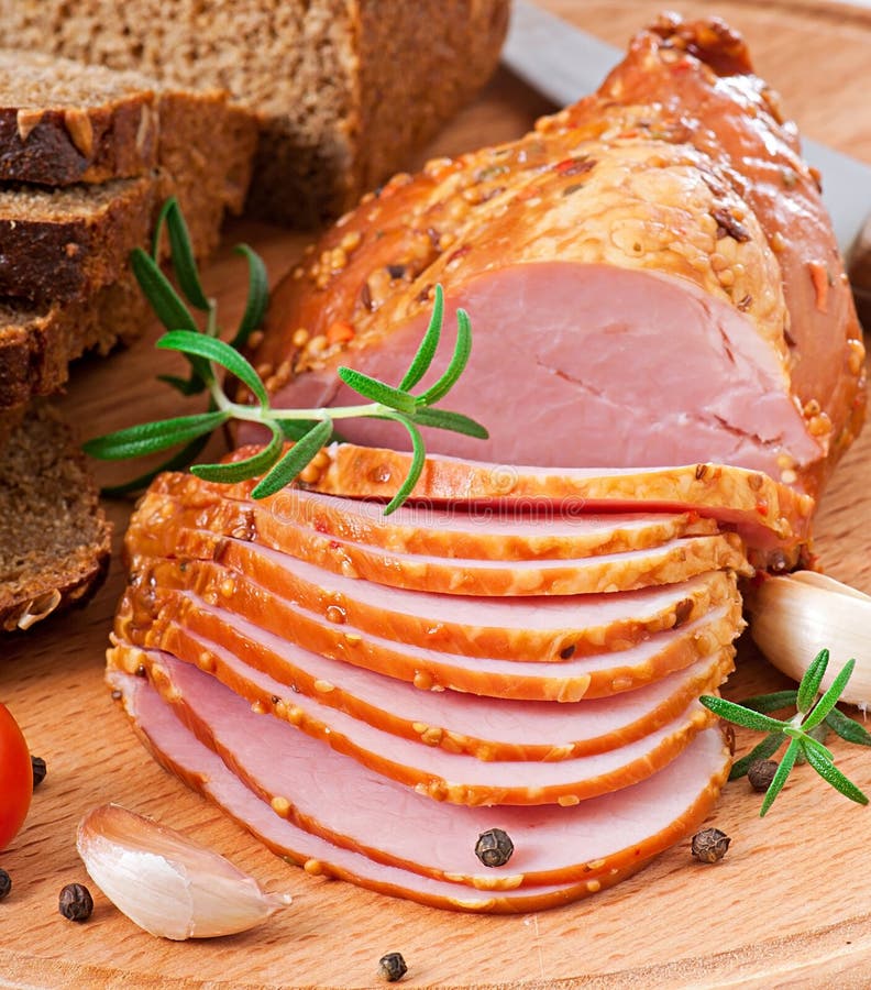 Ham, bread and spices stock image. Image of cuisine, rustic - 37650785