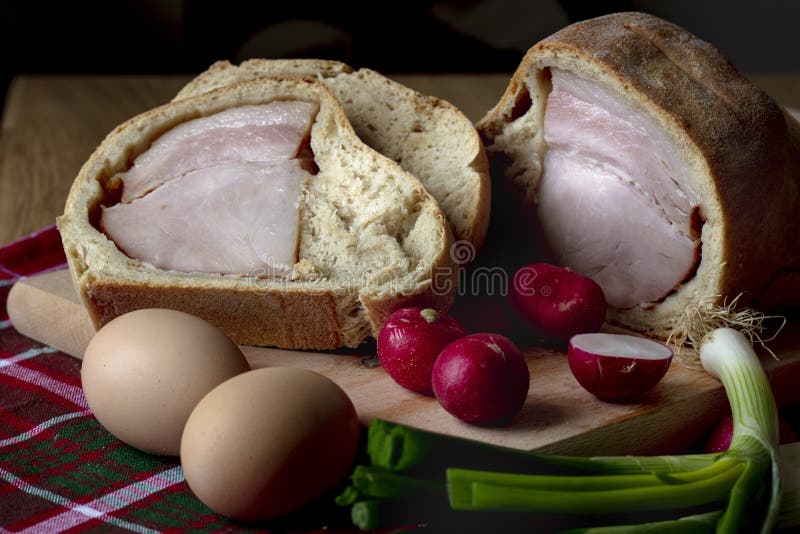 Ham in bread stock image. Image of dinner, tradition - 215124347