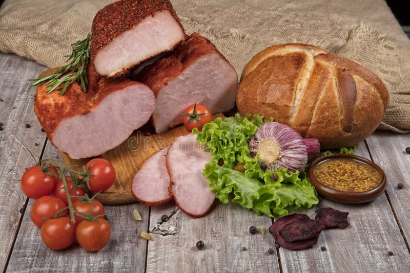 Ham, Bread and Vegetables stock photo. Image of style - 120353082