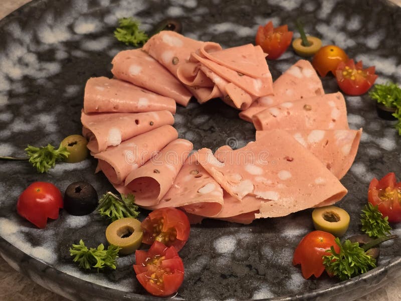 Ham for breakfast stock image. Image of dessert, fish - 384854827