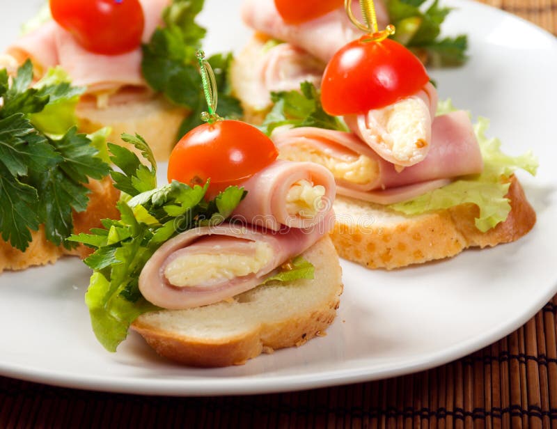Ham canape stock image. Image of cuisine, canape, delicious - 13597455