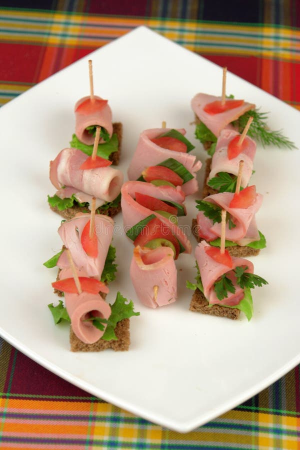 Ham canape stock photo. Image of pepper, meat, slice, appetizing - 4762972