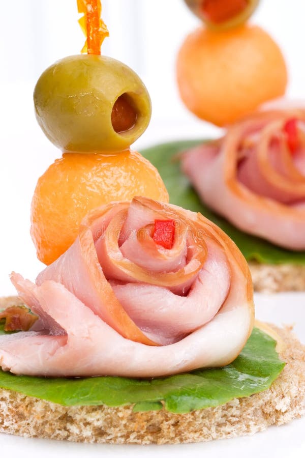 Ham canapes stock image. Image of delicious, grain, savory - 2463169