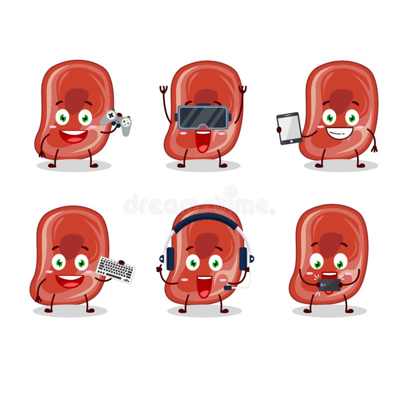 Ham Cartoon Character are Playing Games with Various Cute Emoticons ...