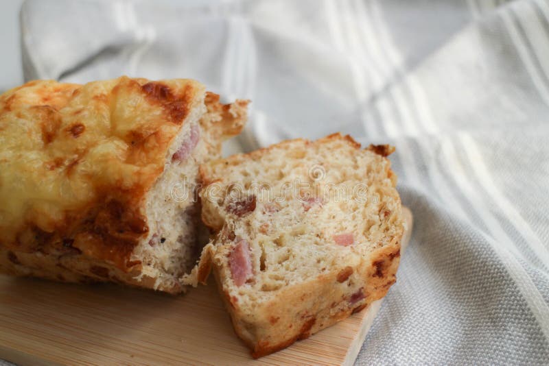 Ham and Cheese Bread on White Background Stock Image - Image of smile ...