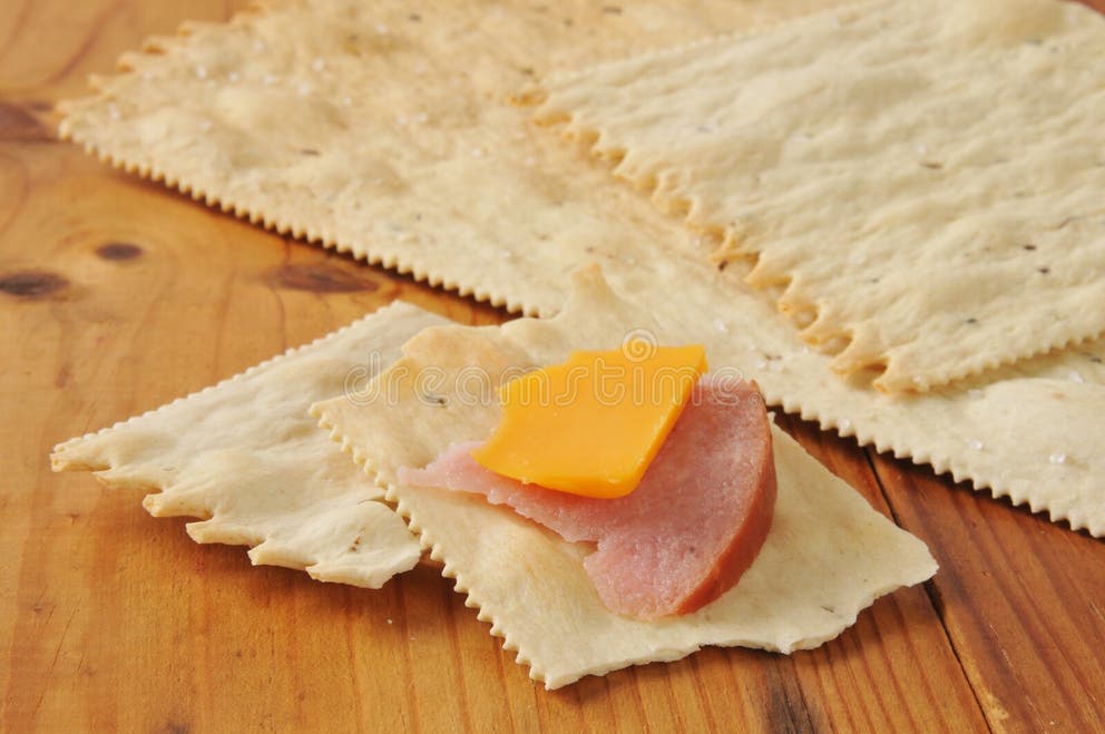 Ham and cheese on crackers stock photo. Image of appetizer - 50880662