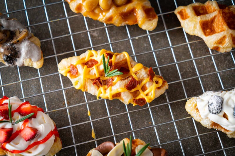 Ham and cheese croffle stock photo. Image of cuisine - 258576730