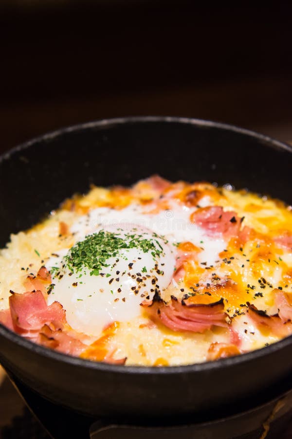 Ham and Cheese with Egg Risotto Stock Image - Image of omurice, fresh ...