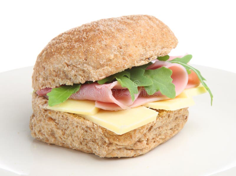 Ham & Cheese Salad Roll Stock Image - Image of baked, isolated: 9878091