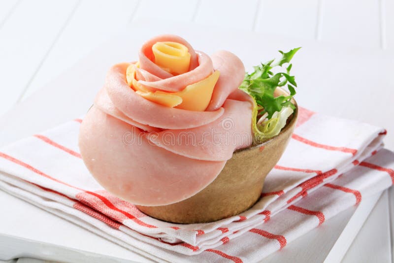Ham and cheese rose stock photo. Image of flower, bowl - 90361590