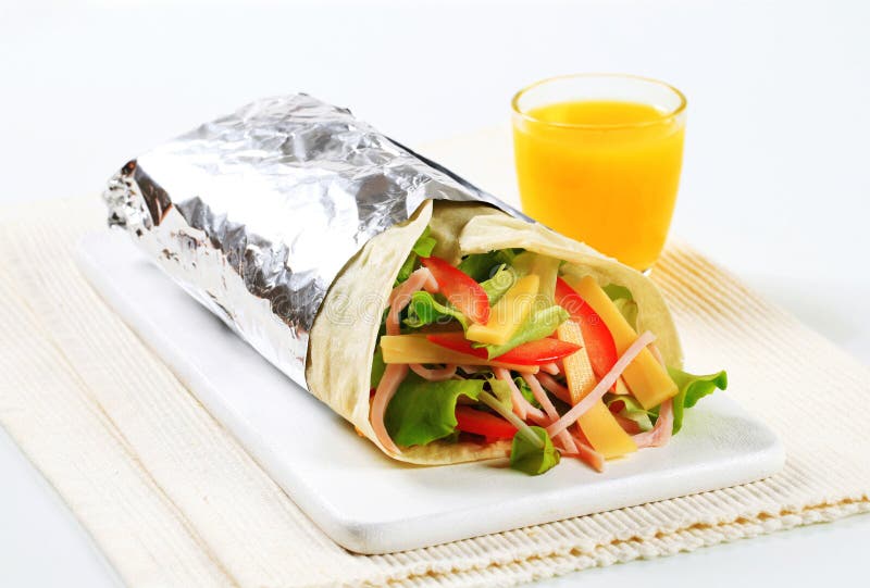 Ham and Cheese Salad Wrap Sandwich Stock Photo - Image of cheese ...