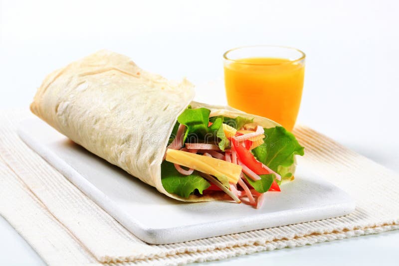 Ham and Cheese Salad Wrap Sandwich Stock Image - Image of cutting ...