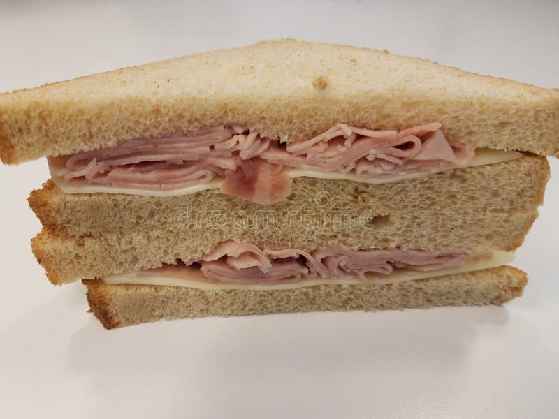 Ham and Cheese Sandwich and Bread on White Surface or Table Stock Image ...