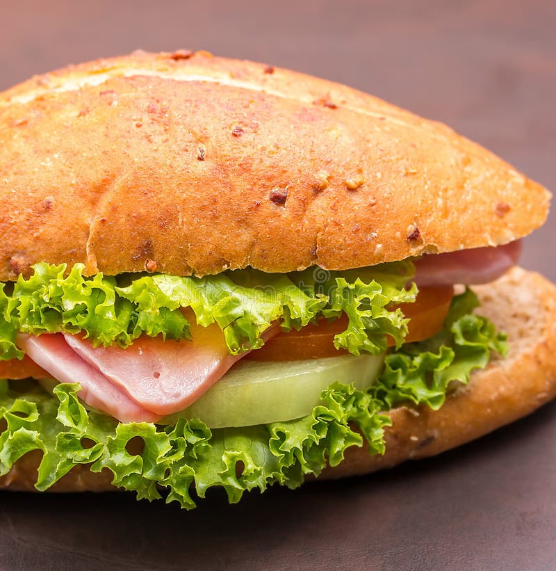 Ham Cheese Sandwich Indicates Bread Roll and Baked Stock Image - Image ...