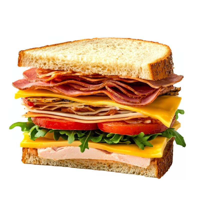 Ham and Cheese Sandwich with Layers of Deli Meats and Processed Cheese ...