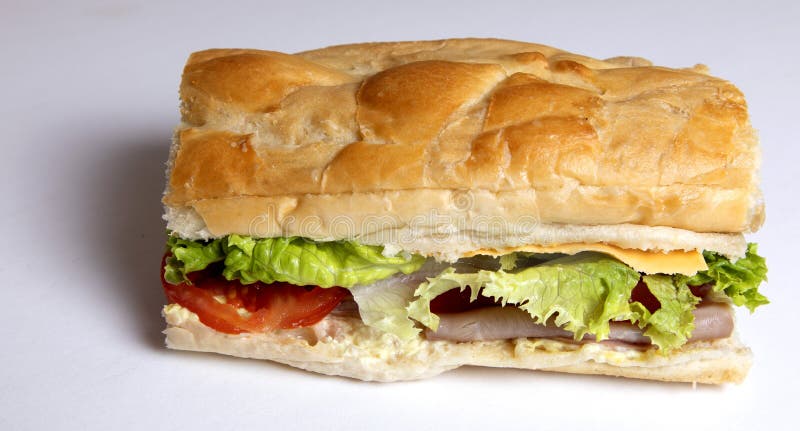 Ham and Cheese Po Boy Sandwich with Lettuce Stock Image - Image of ...