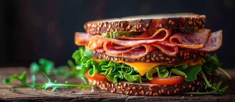 Ham and Cheese Sandwich on Wooden Table Stock Image - Image of gourmet ...