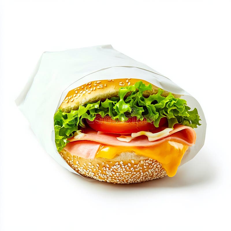 A Ham and Cheese Sandwich Wrapped in a Paper Wrapper Stock Image ...
