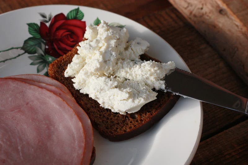 Ham and Cheese Sandwiches on the Table Stock Image - Image of knife ...