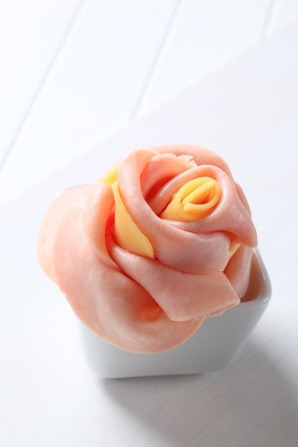 Ham and Cheese Shaped into a Flower Stock Photo - Image of food, studio ...