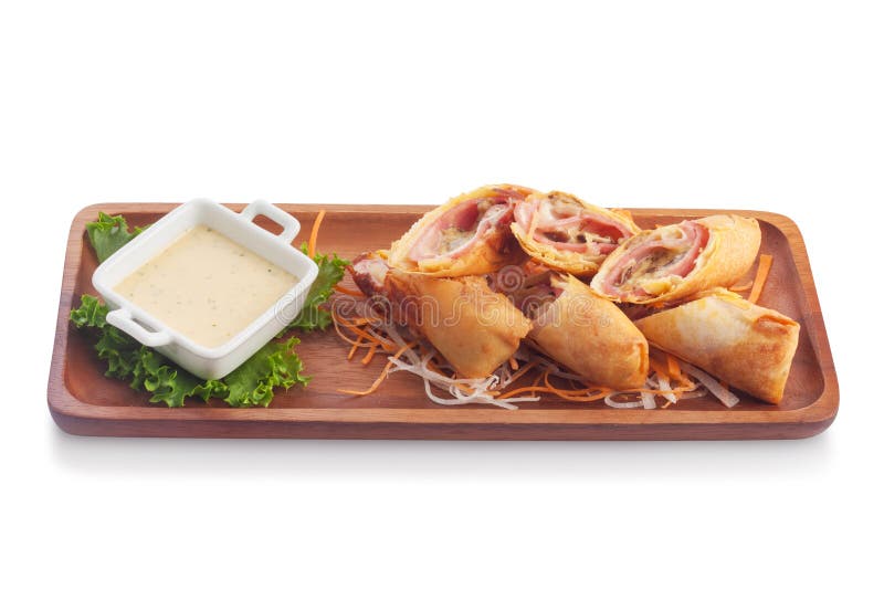 Ham & Cheese Spring Roll Stock Image - Image of thai, plate: 47858451