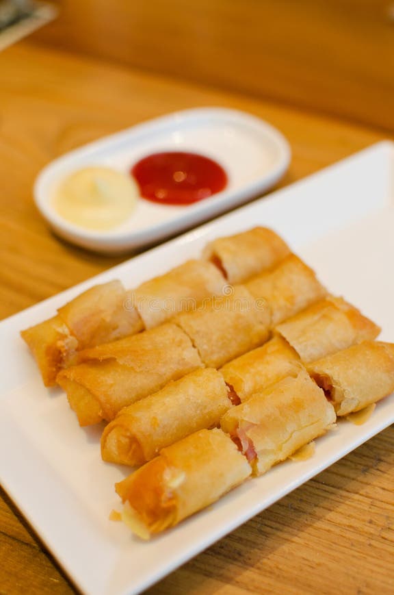 Ham and Cheese Spring Rolls Stock Photo - Image of asian, delicious ...