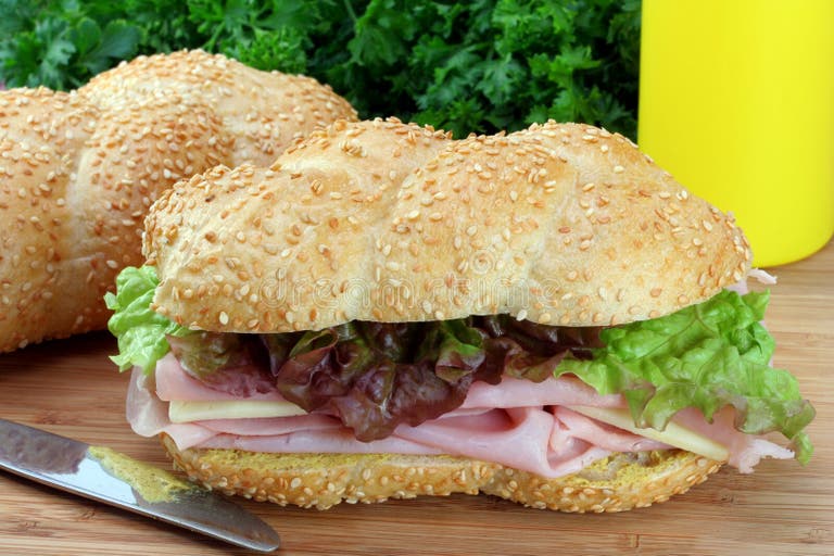 Ham and Cheese Sub Sandwich Stock Image - Image of lettuce, knife: 8633705