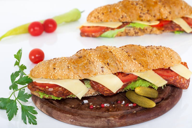 Ham and Cheese Submarine Sandwiches Stock Photo - Image of croissant ...