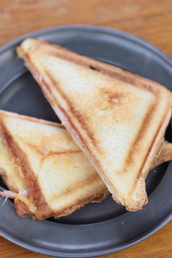 Triangle Toast Sandwiches With Ham Stock Photo - Image of sandwich ...