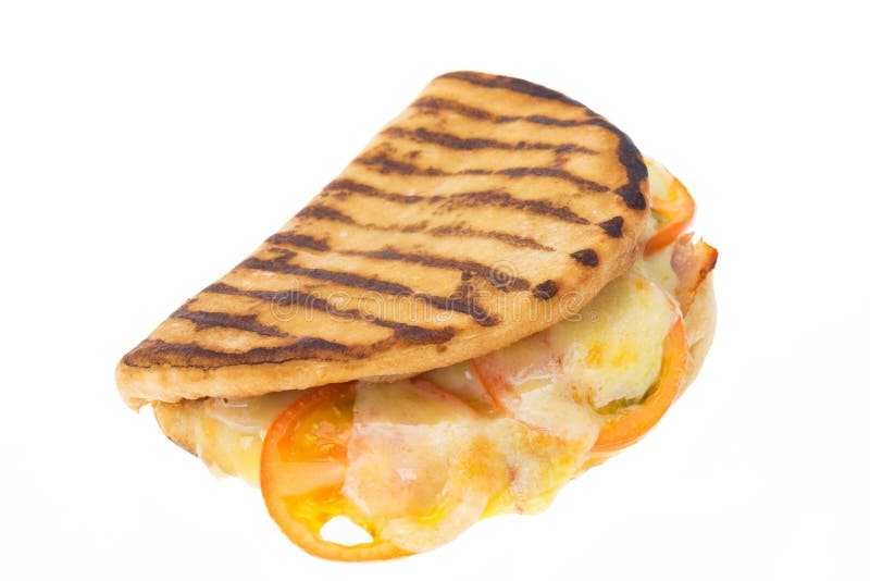 Ham, Cheese and Tomato Flatbread Panini Sandwich Stock Image - Image of ...