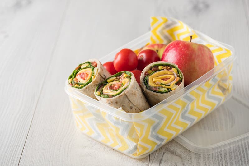 Ham and Cheese Wraps in Lunch Box Stock Image - Image of avocado ...