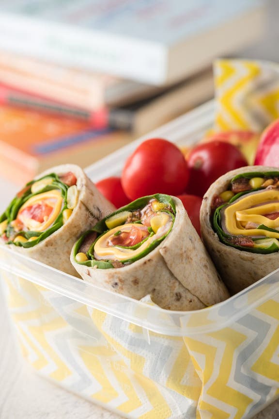 Ham and Cheese Wraps in Lunch Box Stock Photo - Image of cuisine ...