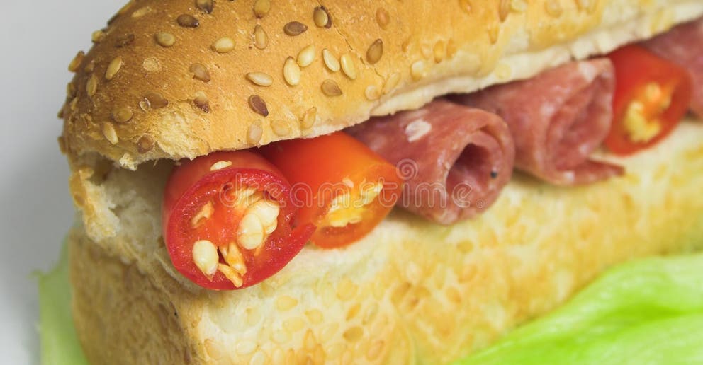 Ham Chili and Lettuce Sandwich Stock Image - Image of health, food: 1159493