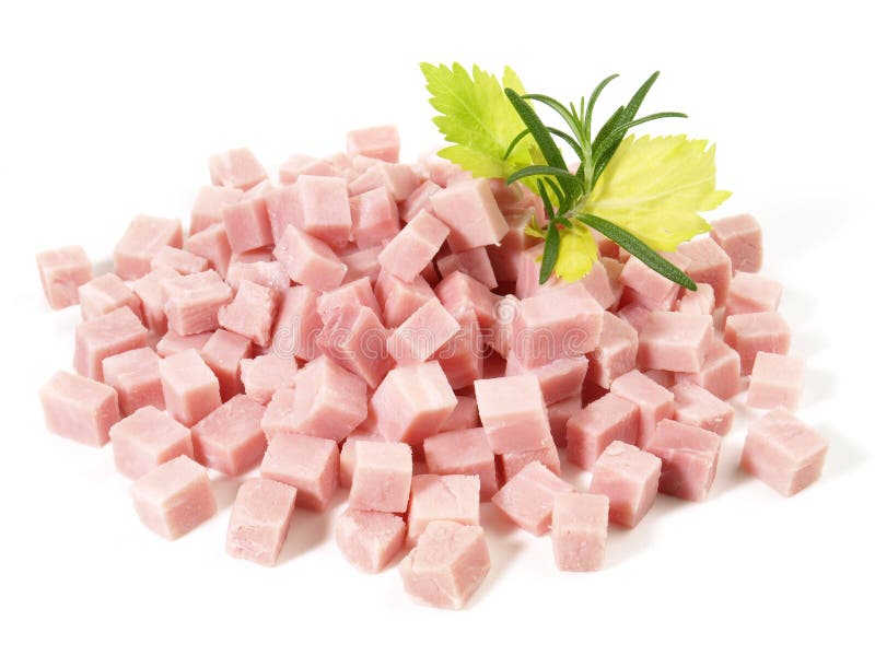 Ham Cubes on White Background - Isolated Stock Photo - Image of ...
