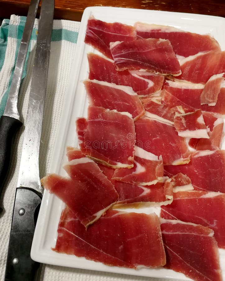 Ham cut Spanish style stock image. Image of snack, style - 107078143