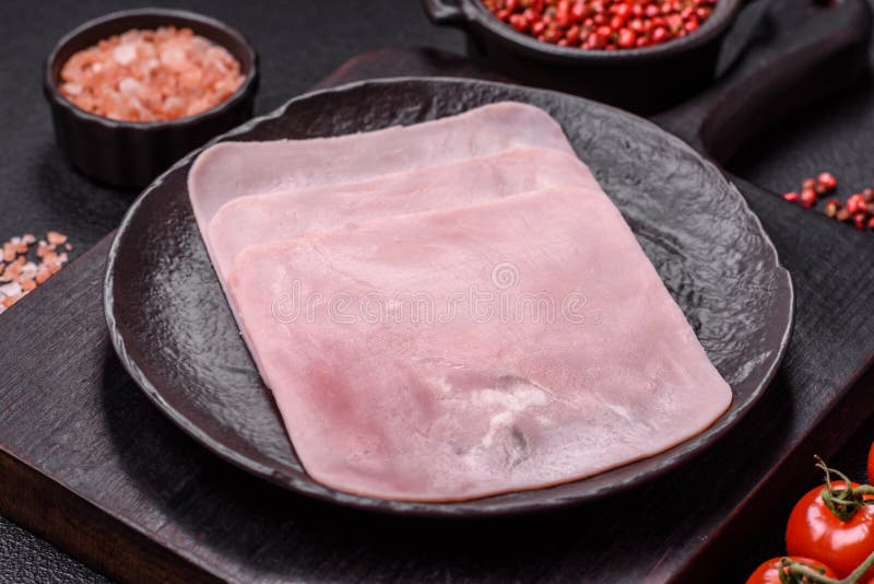 Ham Cut into Square Slices for Making Delicious Nutritious Sandwiches ...