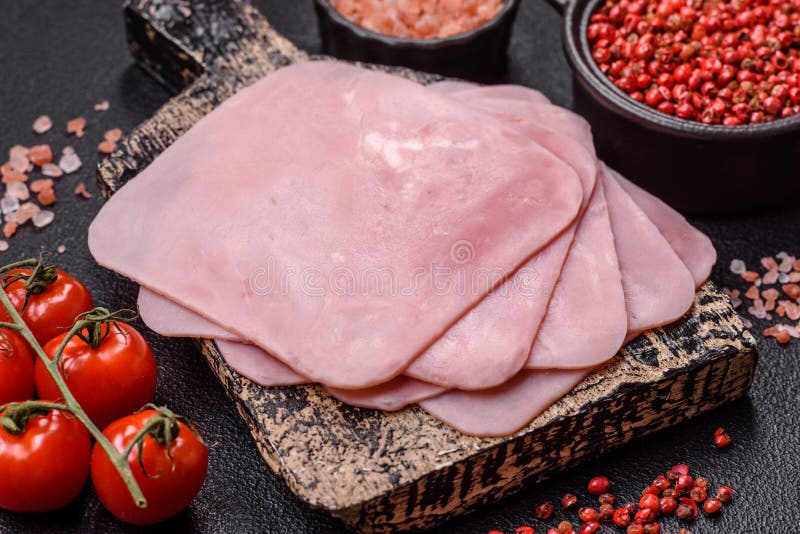 Ham Cut into Square Slices for Making Delicious Nutritious Sandwiches ...