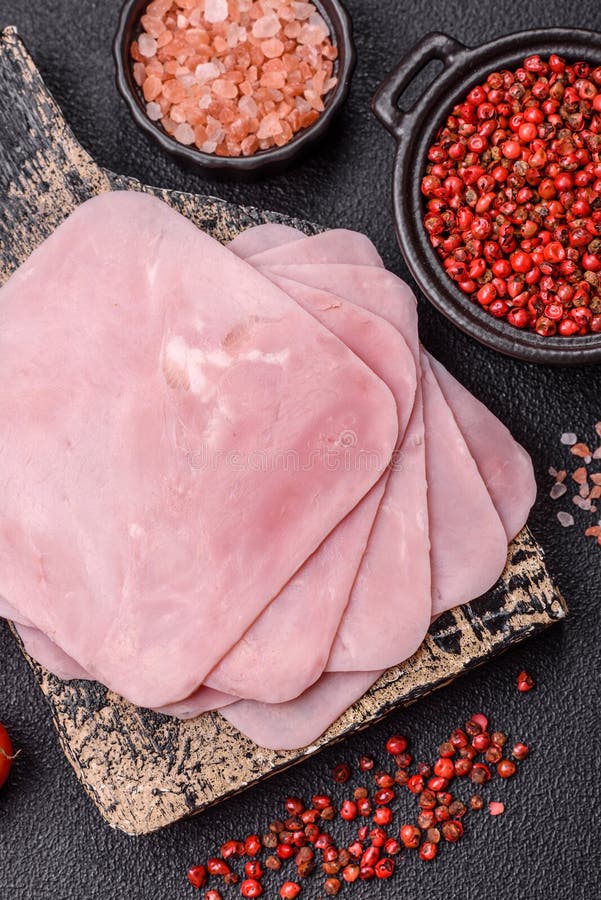Ham Cut into Square Slices for Making Delicious Nutritious Sandwiches ...