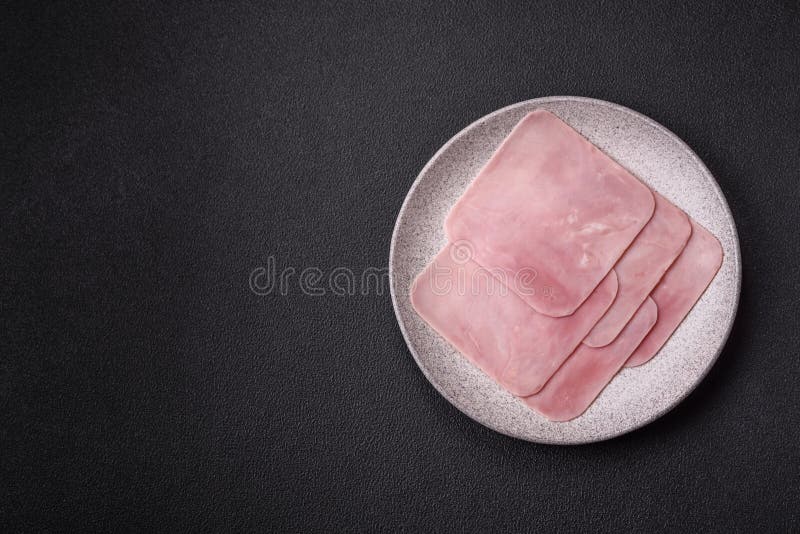 Ham Cut into Square Slices for Making Delicious Nutritious Sandwiches ...