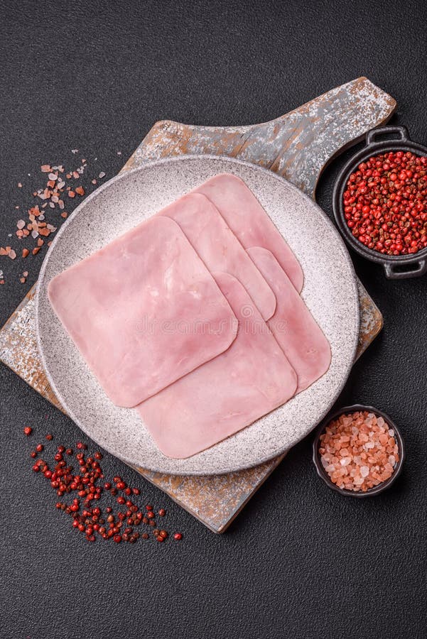 Ham Cut into Square Slices for Making Delicious Nutritious Sandwiches ...