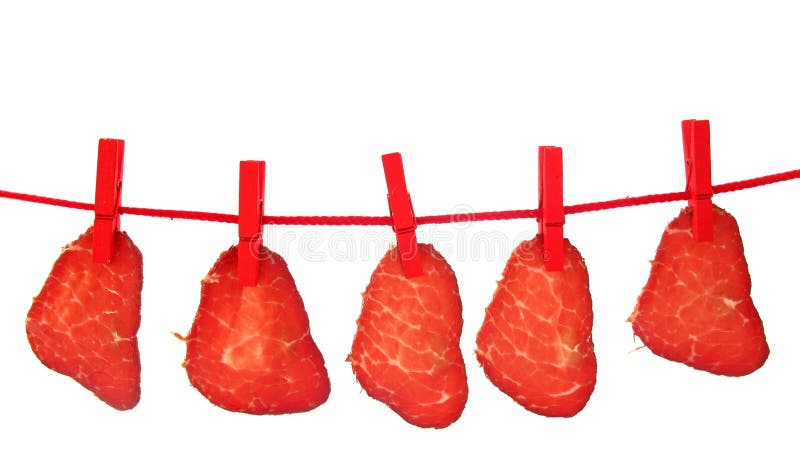 Ham Dried Meat Drying on Clothes Line Stock Photo - Image of horizontal ...