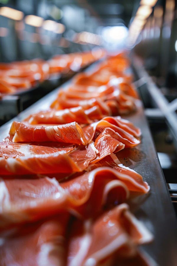 Ham in the Factories Industry. Selective Focus Stock Image - Image of ...