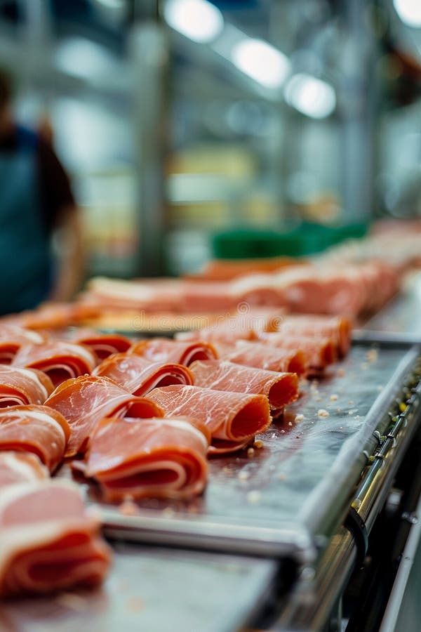 Ham in the Factories Industry. Selective Focus Stock Image - Image of ...