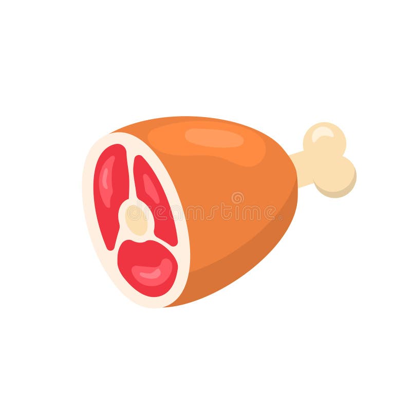 Ham Flat Icon Logo Vector. Italian Prosciutto or Jamon Stock Vector - Illustration of breakfast ...