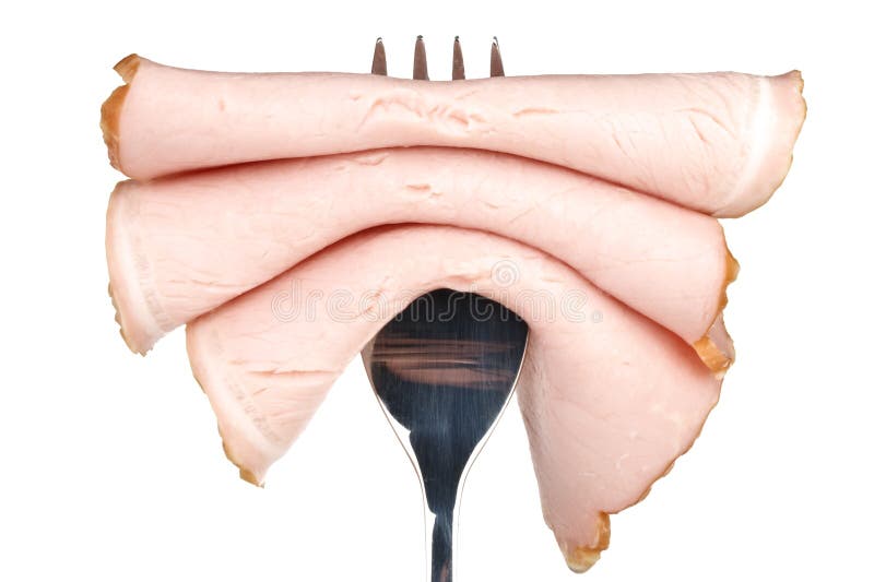 Ham on a fork stock photo. Image of nutrition, lunch, product - 8373218
