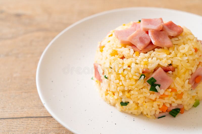 Ham fried rice stock image. Image of closeup, asian - 193785997